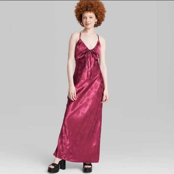 wild fable | Dresses | Wild Fable Satin Slip Maxi Dress Criss Cross ...